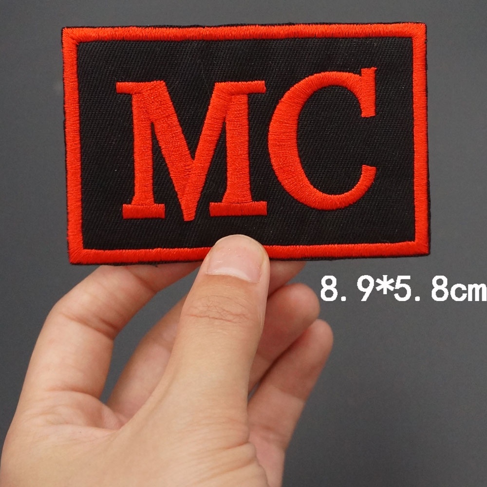 1% MC Badge Small Embroidery Cloth Sticker Harley Motorcycle Vest ...