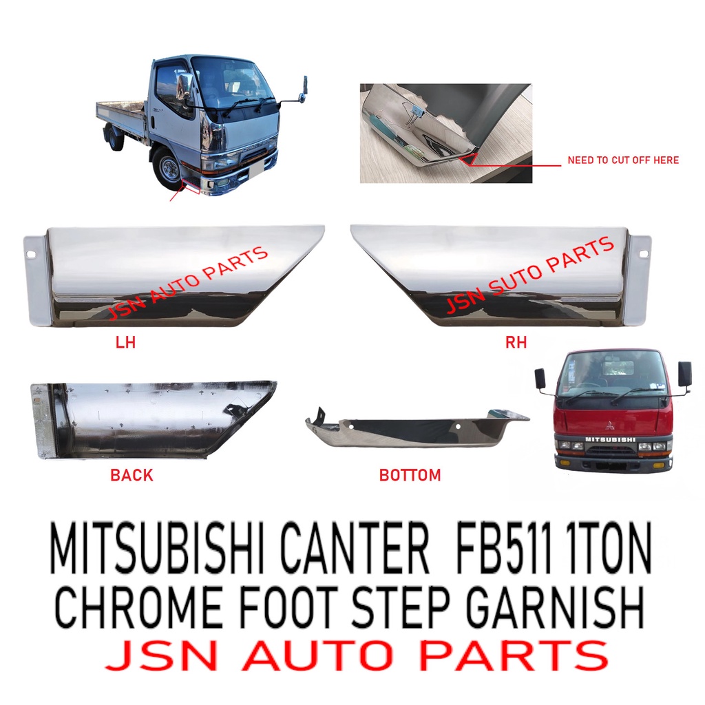 J119S06 CHROME FOOT STEP GARNISH SET FB511 1TON MITSUBISHI CANTER LORRY ...