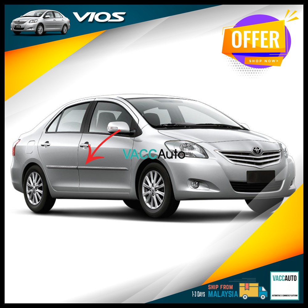 Toyota Vios (2nd Gen) Door Moulding with Chrome Lining 2007-2012 XP90 ...