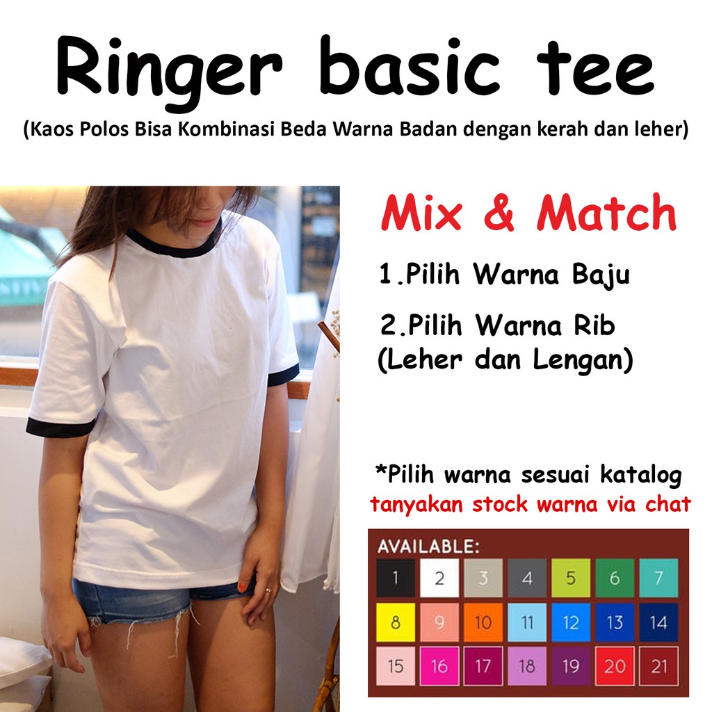 Ringer Model Plain T-Shirt, Can mix and match Color Combinations As You ...