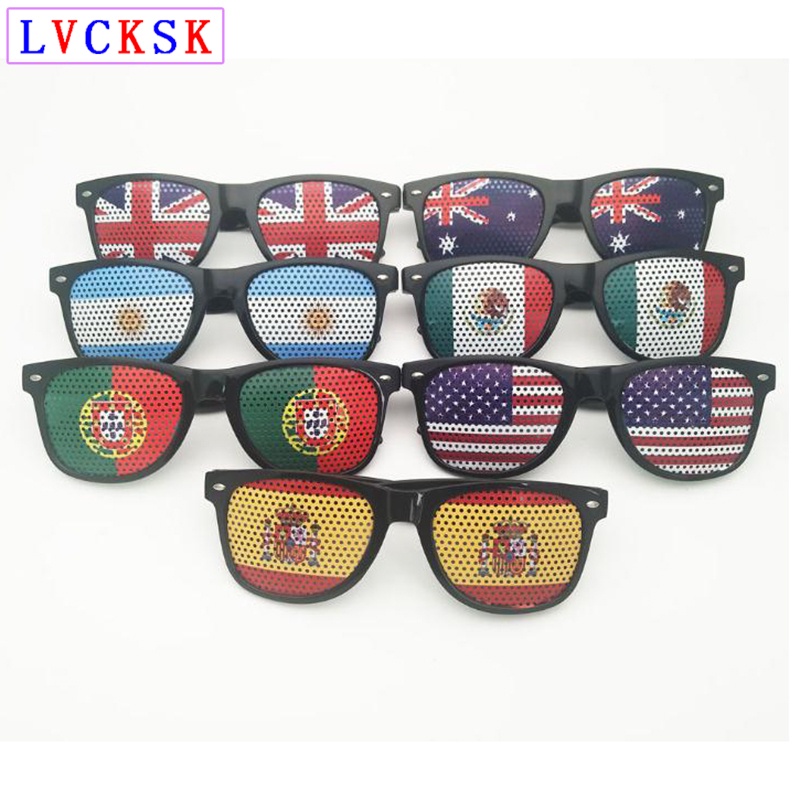 National Flag Glasses Rivets Retro Black Frame Pin Hole Sunglasses ...