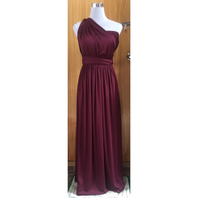 BEST SELLER MAROON INFINITY DRESS WITH ATTACHED TUBE FLOOR LENGTH ...