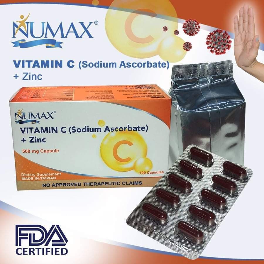 NUMAX VITAMIN C SODIUM ASCORBATE PLUS ZINC ( 100 CAPSULES PER BOX ...
