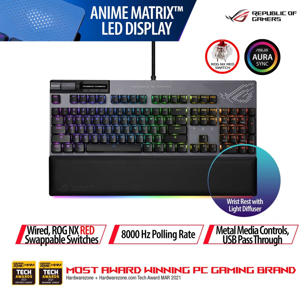 Asus ROG Strix Flare II Animate Gaming Mechanical Keyboard with AniMe ...