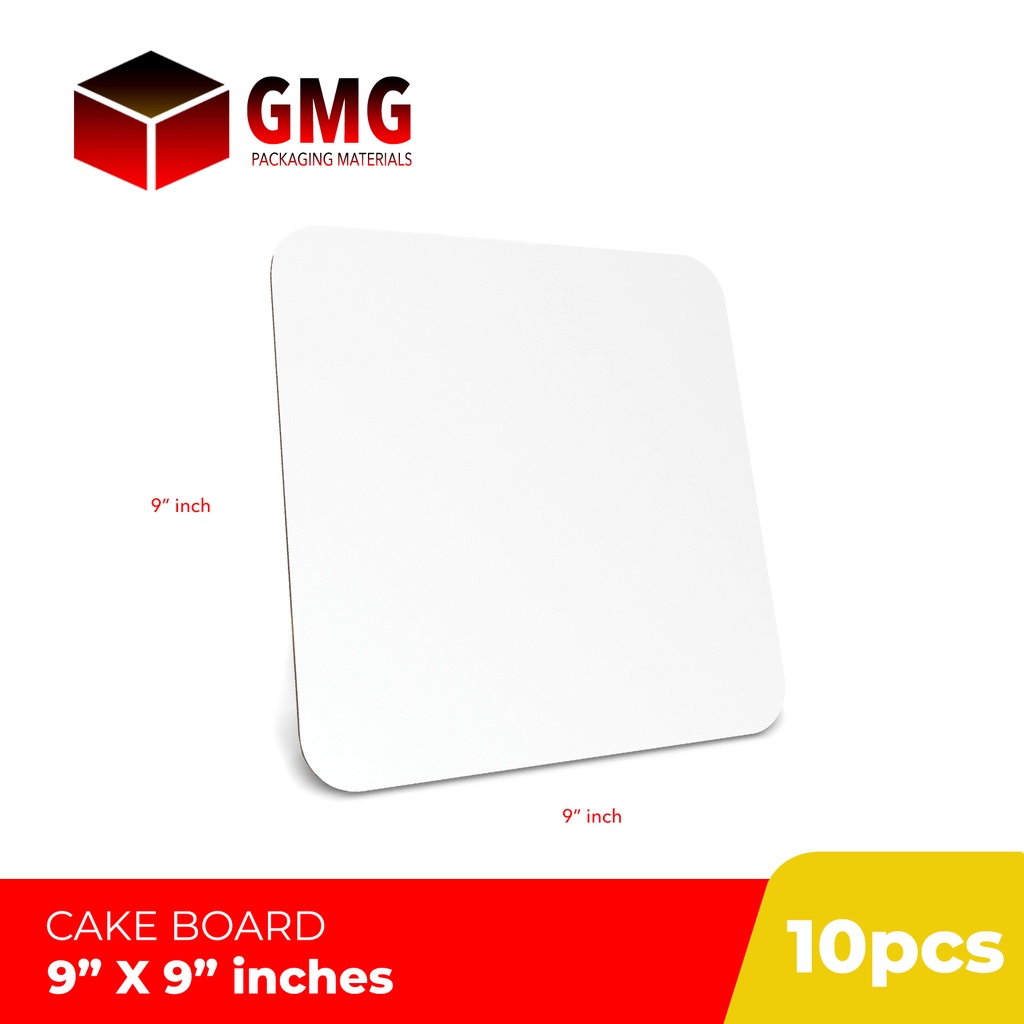 GMG Cake Board Square 9 x 9 inches Laminated Hardboard (10pcs) | Shopee ...