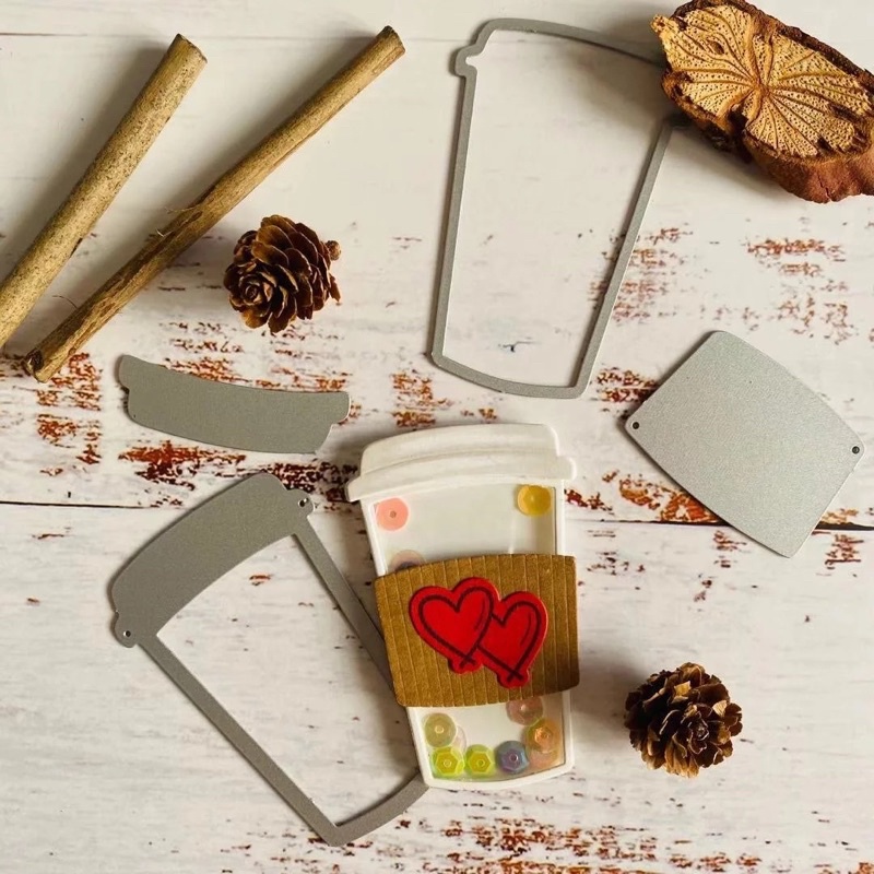 Coffee cup metal stencil cutting die for card making and other paper ...