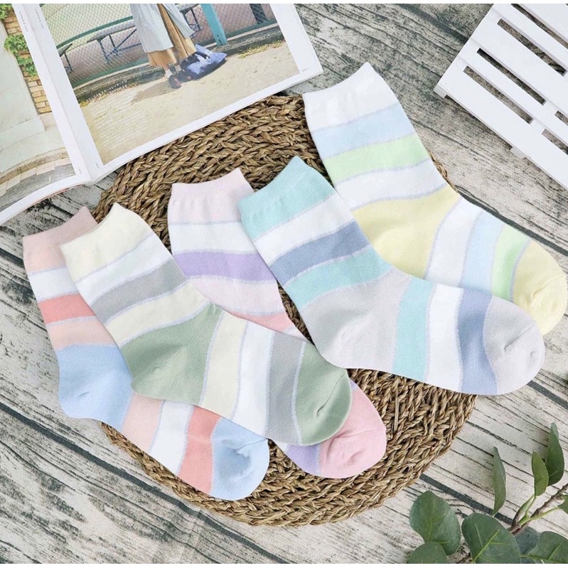 Korean Socks - Pastel Line Socks - Iconic Socks | Shopee Philippines