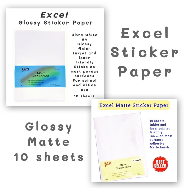 Excel Sticker paper A4 size matte and glossy 10 sheets | Shopee Philippines