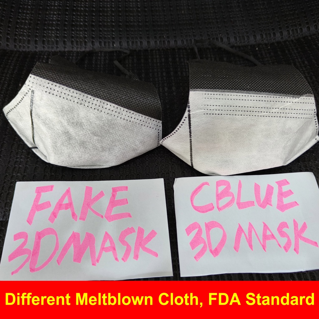 CBLUE 10PCS 3D MASK FACEMASK original fda approved black white 5ply ...