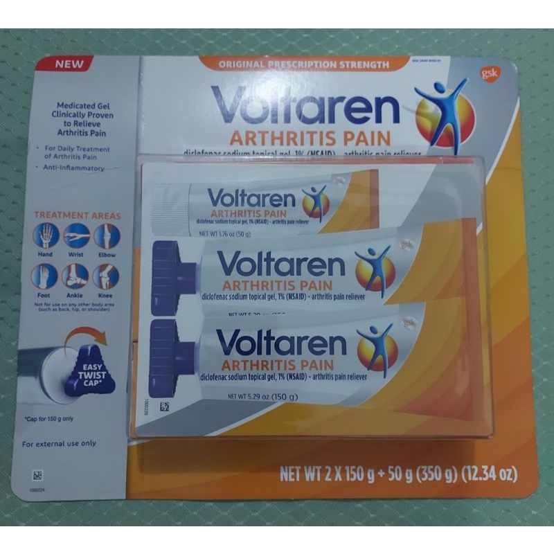 Voltaren Topical Arthritis Pain Relief Gel Net Wt 2 x 150g + 50g (350g ...