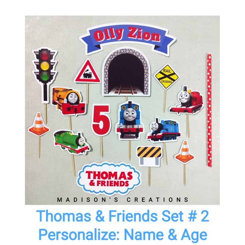 Thomas &Friends Party Cake Topper /Banner, Backdrop Set (Personalize ...