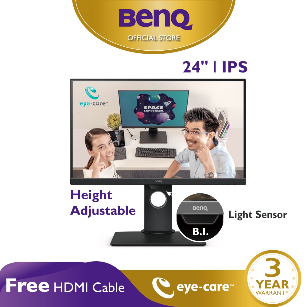BenQ GW2480T 1920x1080 60Hz 5ms Height Adjustable IPS Eye-Care Office ...