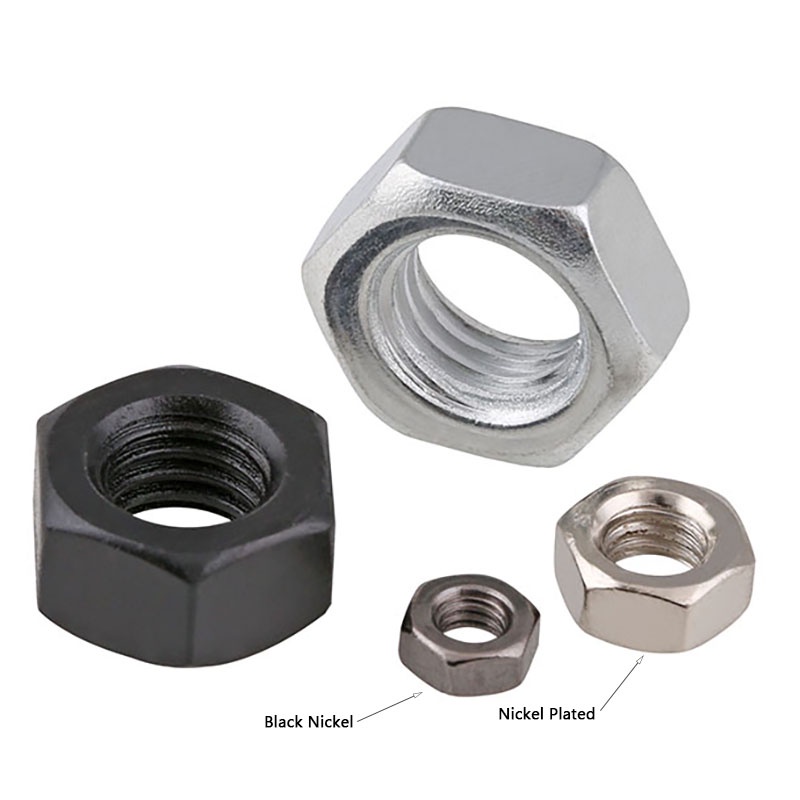 Hex Full Nuts Bright / Black Nickel Plated Hexagon Nut M2 M2.5 M3 M4 M5 M6 M8 M10 M12 | Shopee ...