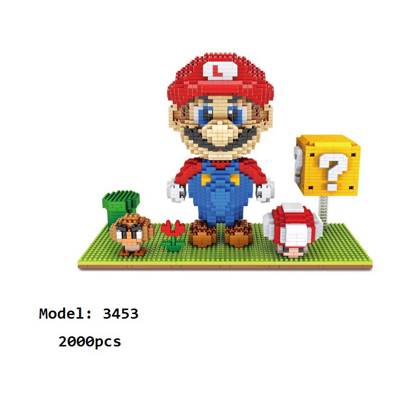 ZMS Mini Blocks Cartoon Yoshi Small Nanoblock Fire Mario DIY Building ...