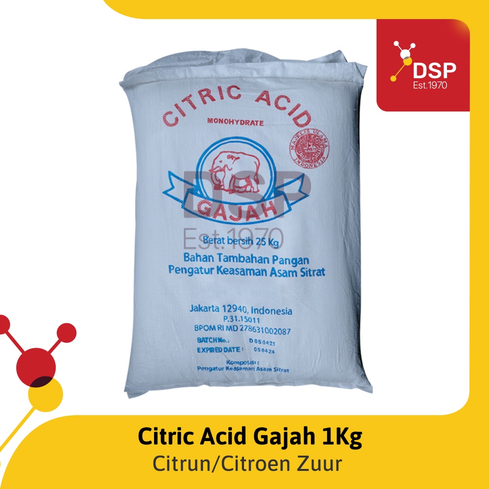 Citric Acid / Citrun Cap Gajah from Indonesia Size 1 Kg | Shopee ...