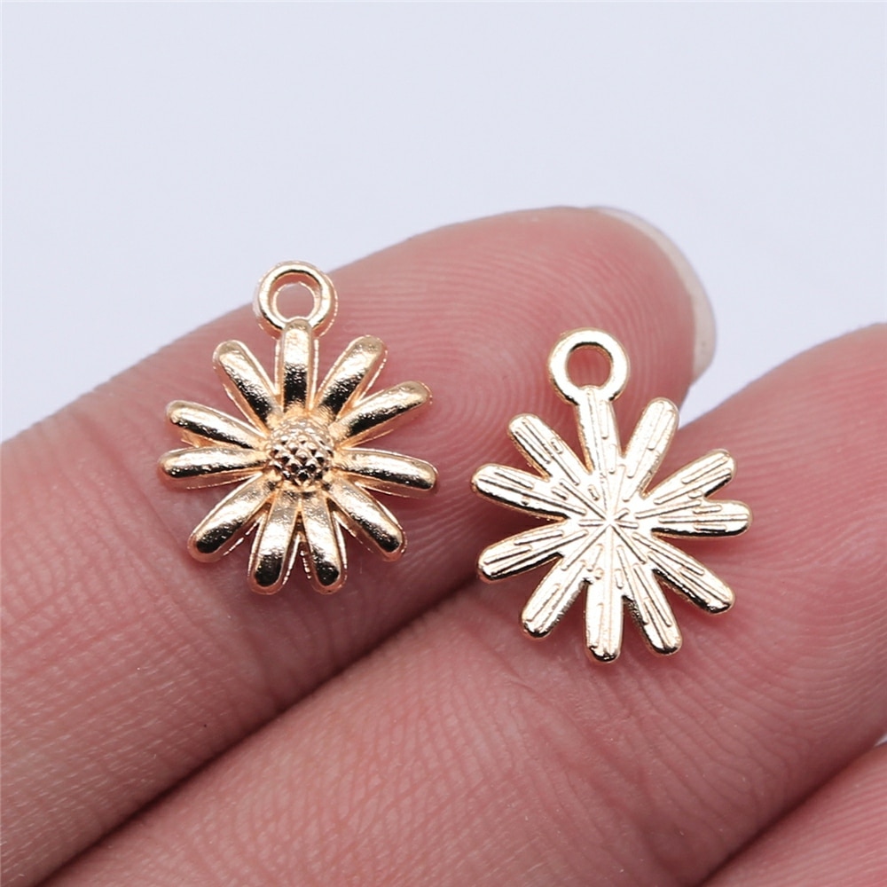 20pcs 15x12mm Antique Silver Color KC Gold Color Flowers chrysanthemum ...