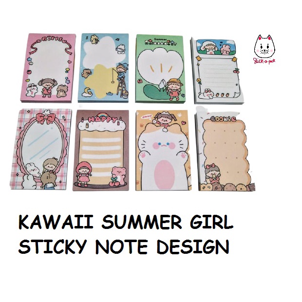 KAWAII SUMMER GIRL STICKY NOTE DESIGN | Shopee Philippines