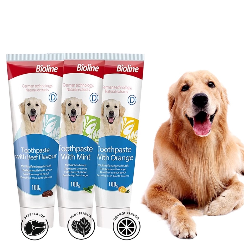 1-6pcs Bioline Toothpaste Single 100g - Pet Dog Toothpaste Mint, Beef ...