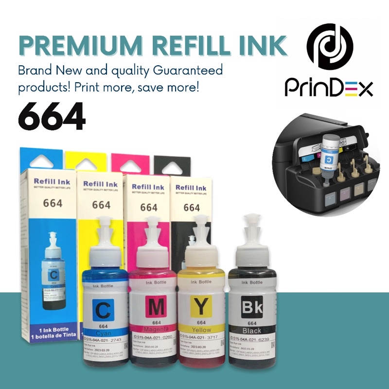 PrinDex Premium T664 664 Compatible Ink Dye Ink Refill Ink for EP L110 ...