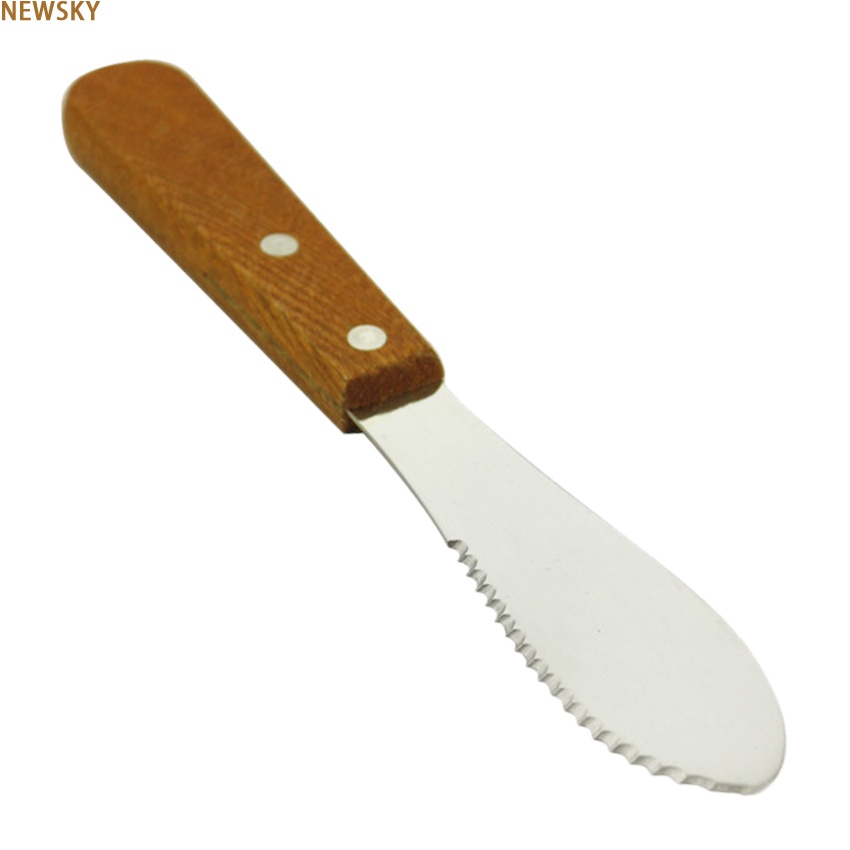 Butter Knife Cream Spatula Serrated Stainless Steel Wooden Handle For ...