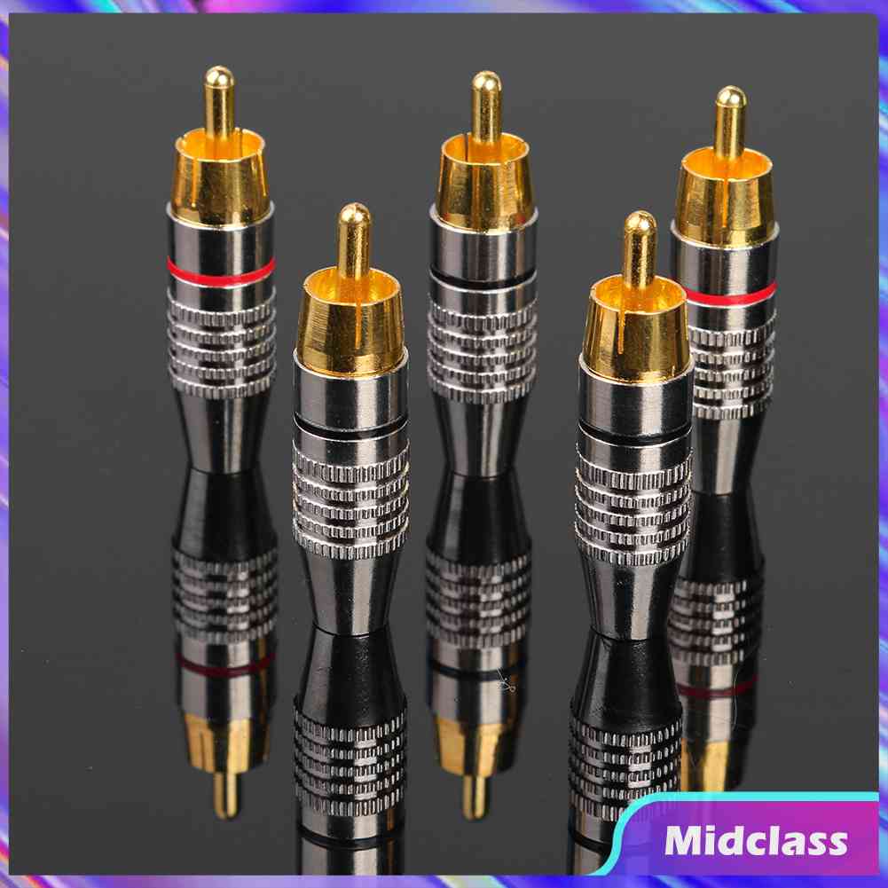 MIDCLASS 10pcs 5 Pair Male RCA Soldering Plug Connector Audio Plug DIY ...