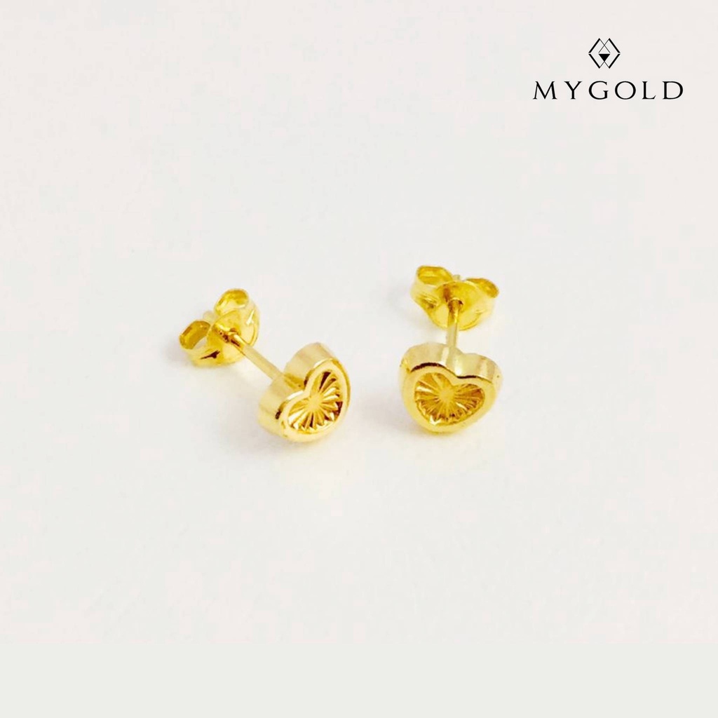 MyGold Pawnable & Authentic 14K Italian Gold Engraved Heart Kids Stud ...