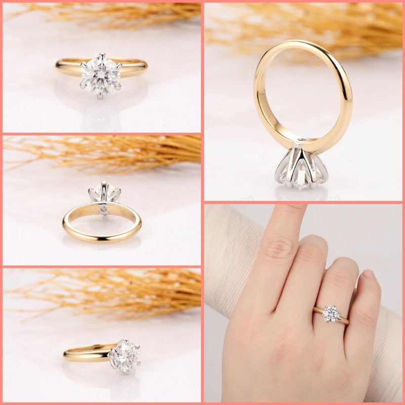 14k/18k Solid Gold GRA Moissanite Engagement Ring, Pawnable, 100 ...