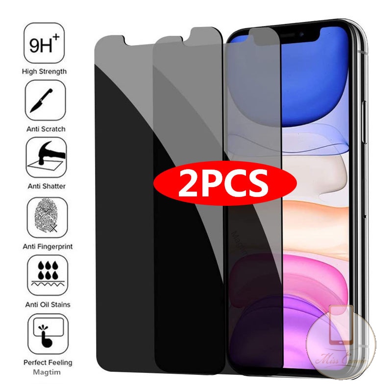 2PCS Anti-Spy Privacy Screen Tempered Glass Film Compatible for iPhone 7Plus 8Plus 16 11 15 12 ...