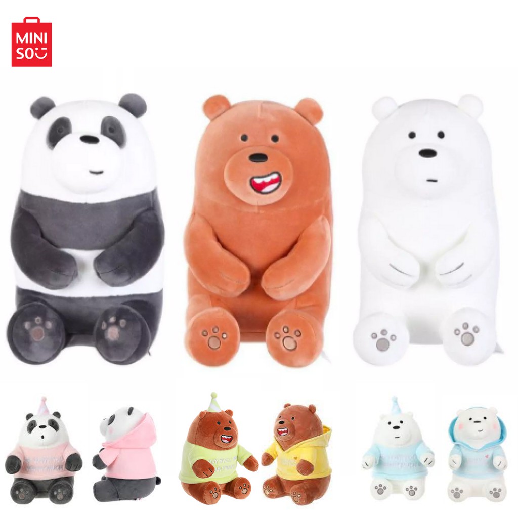Miniso x We Bare Bears Plush Toys Grizzly, Panda and Ice Bear | Shopee ...