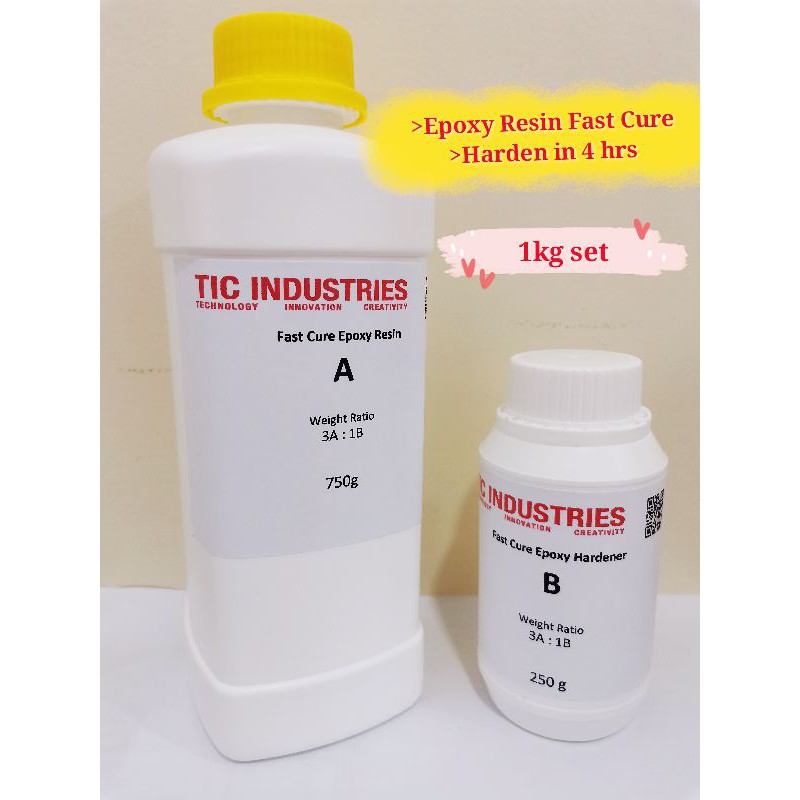Epoxy Resin Cepat Kering! Fast Cure Epoxy Resin (Harden in 4 hours)1kg/400g/River table top ...