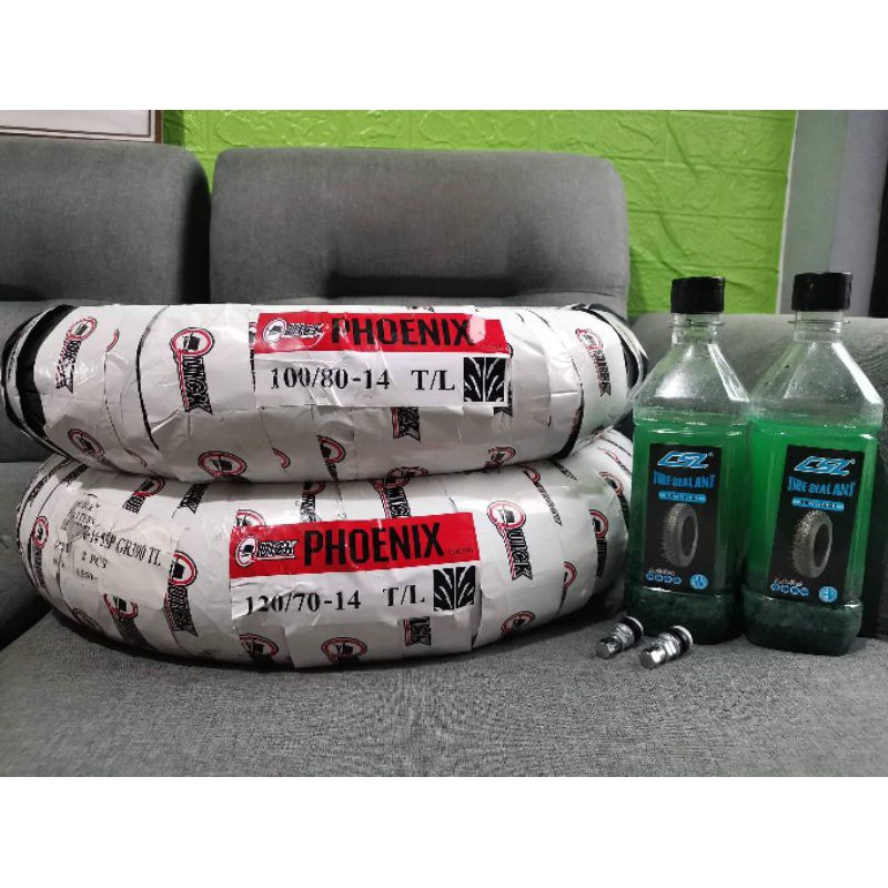 Quick Tubeless 100/80-14 & 120/70-14 Set ( Free 2 sealant and 2 Pito ...