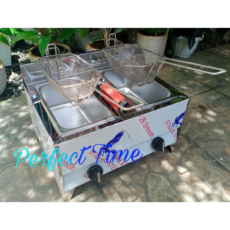 STAINLESS DOUBLE DEEP FRYER SMALL AND MEDIUM SIZE | Shopee Philippines