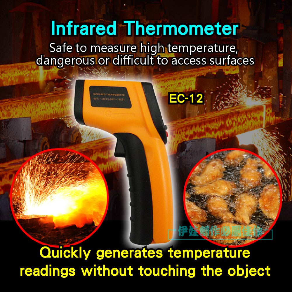 【COD】Infrared Industrial Thermometer Handheld Non-contact Digital LCD ...