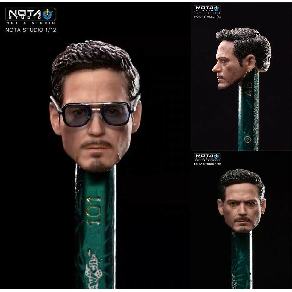 1/12 Tony Stark Man Head Sculpt W/sunglasses Fit 6" SHF Male Action ...
