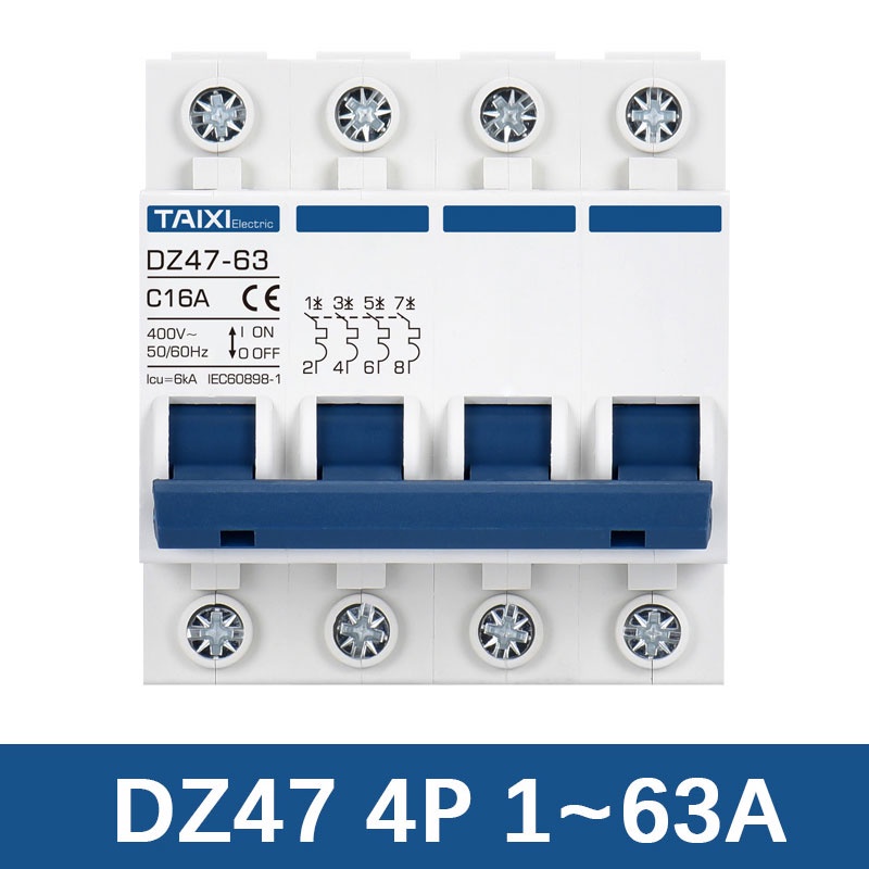 MCB DZ47-63 1P 2P 3P 4Pole Miniature Circuit Breaker DZ47 60Hz 10A 16A 20A 25A 40A 63A C type ...
