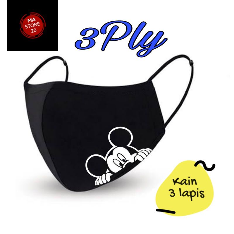 Disney MICKEY MOUSE 3 Layer Cloth Mask / 3 Ply Fabric Mask / Earloop ...