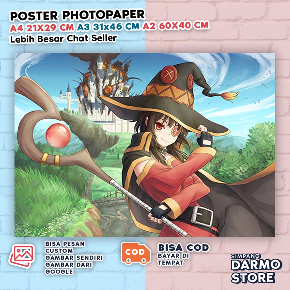 Konosuba Megumin Aqua Kazuma Wiz Eris Darkness Poster Anime Wibu Wall ...