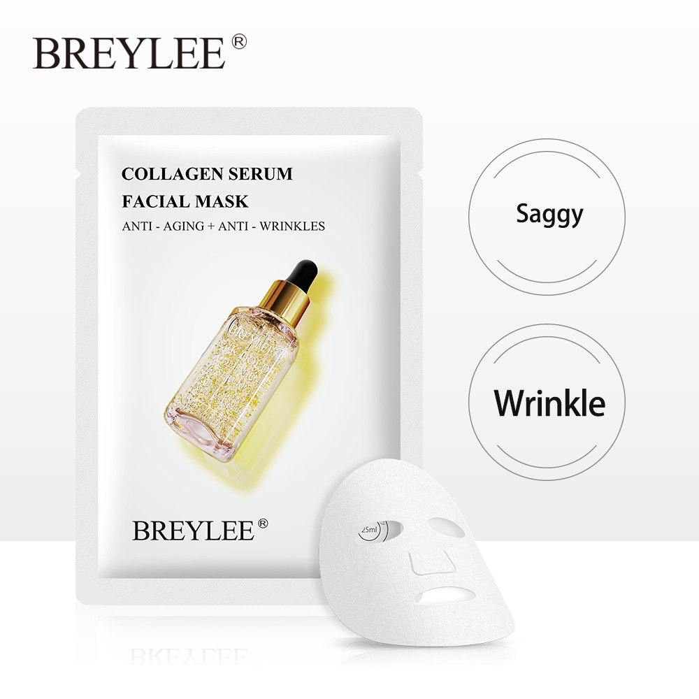 BREYLEE Face Sheet Mask Collagen 24K Gold Serum Moisturizing Anti-Aging ...