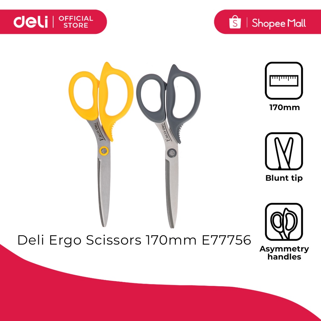 Deli E77756 Ergo Scissors 170mm (1PC) [753277756] | Shopee Philippines