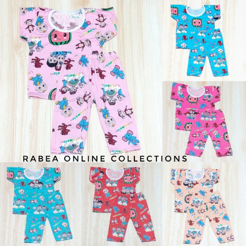 6 Pair Pajama terno Pambahay/pantulog for baby girl Assorted color( 3 ...