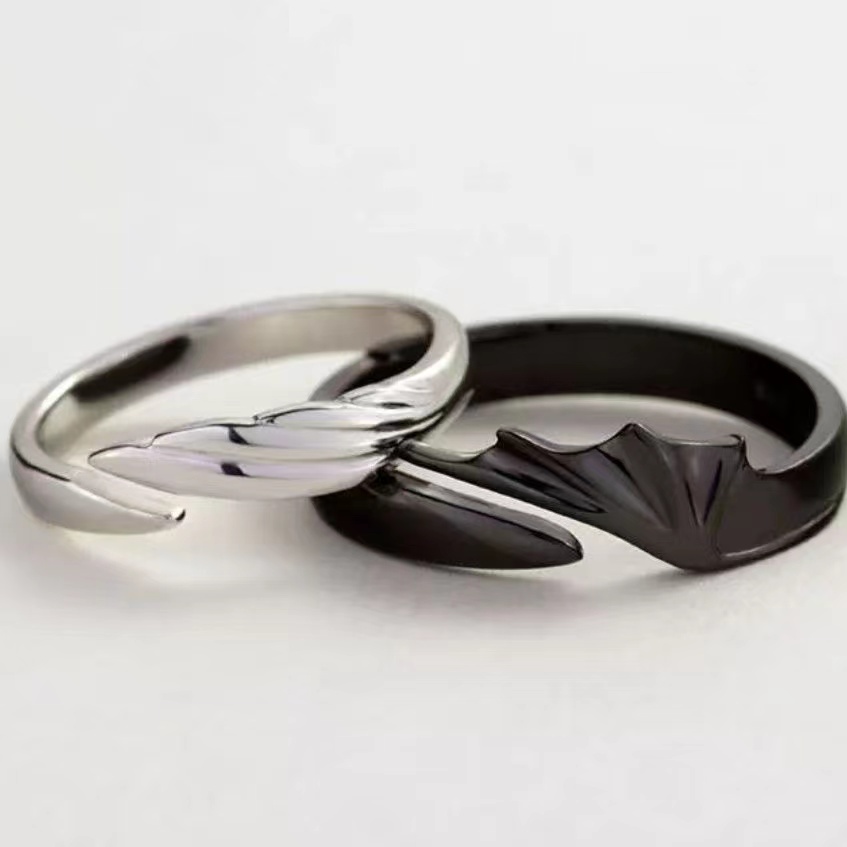 2Pcs Angel And Devil Couple Ring Men Women Style Simple Plain Circle ...