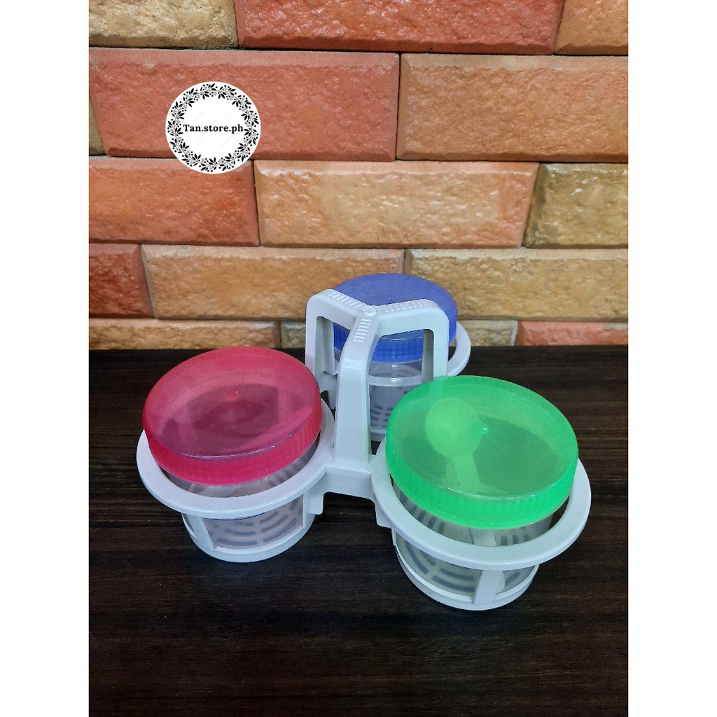 3pcs Plastic coffee Condiments container with Spoon Spice coffee sugar ...