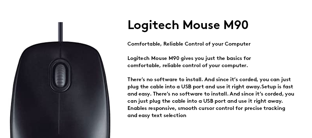 Logitech M90 Corded USB Mouse