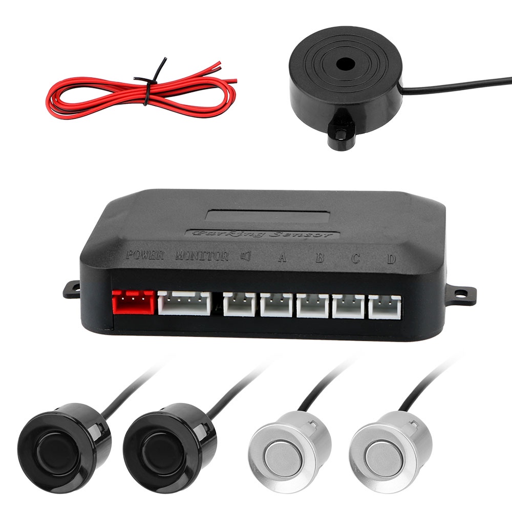 Car Parking Sensor Kit Reverse Backup Radar Sound Alert Indicator 4 ...