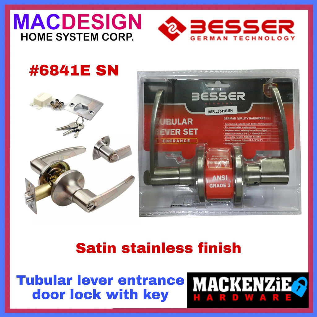 BESSER L6841E SN ENTRANCE TUBULAR LEVER LOCKSET SATIN NICKEL | Shopee ...