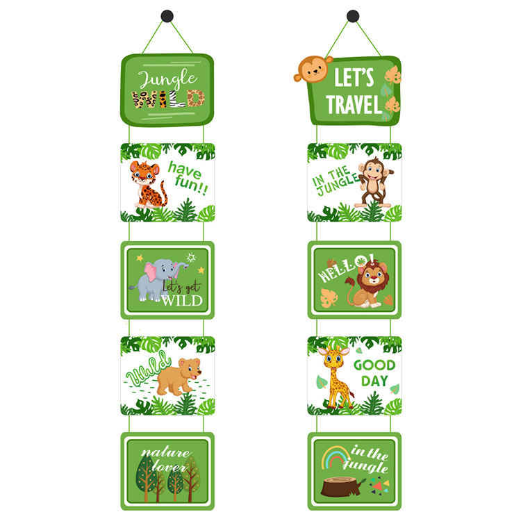 Safari Animal Welcome Sign Jungle Animal Hanging Door Sign Wild One ...