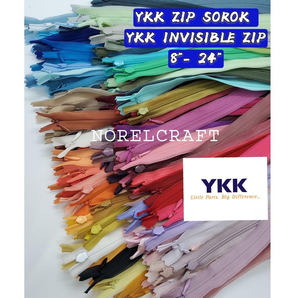 [12PCS] 8"-24" YKK INVISIBLE ZIPPER/ YKK ZIP SOROK / YKK ZIP SEMBUNYI/YKK HIDDEN ZIP/YKK ZIP ...