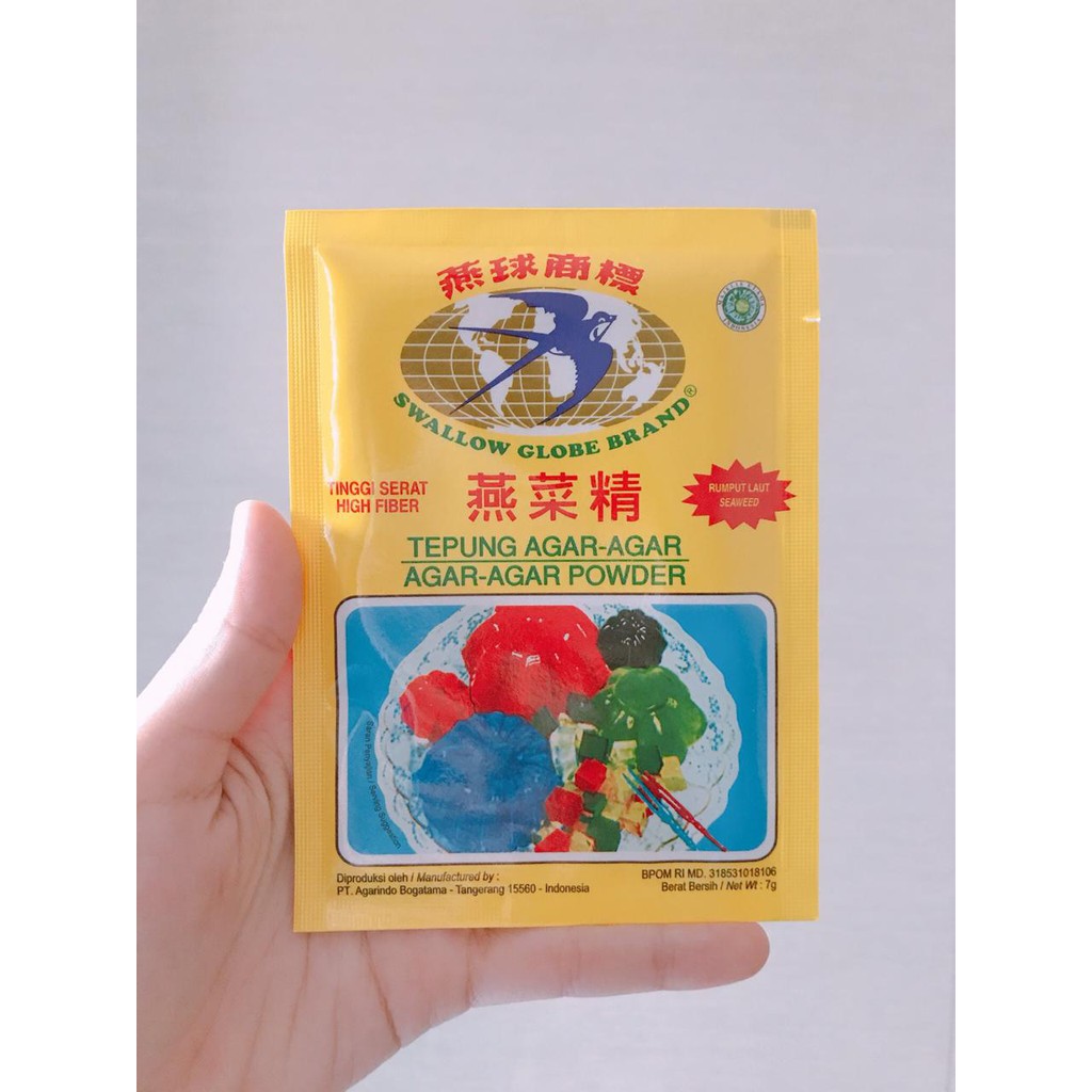 HIJAU PUTIH MERAH Swallow Agar Agar Flour 1 SACHET Globe Brand / ager ...