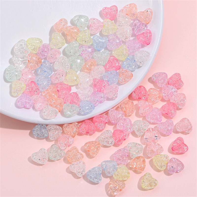 20Pcs Colorful Jewelry Accessories Acrylic Heart Popping Crack Beads ...