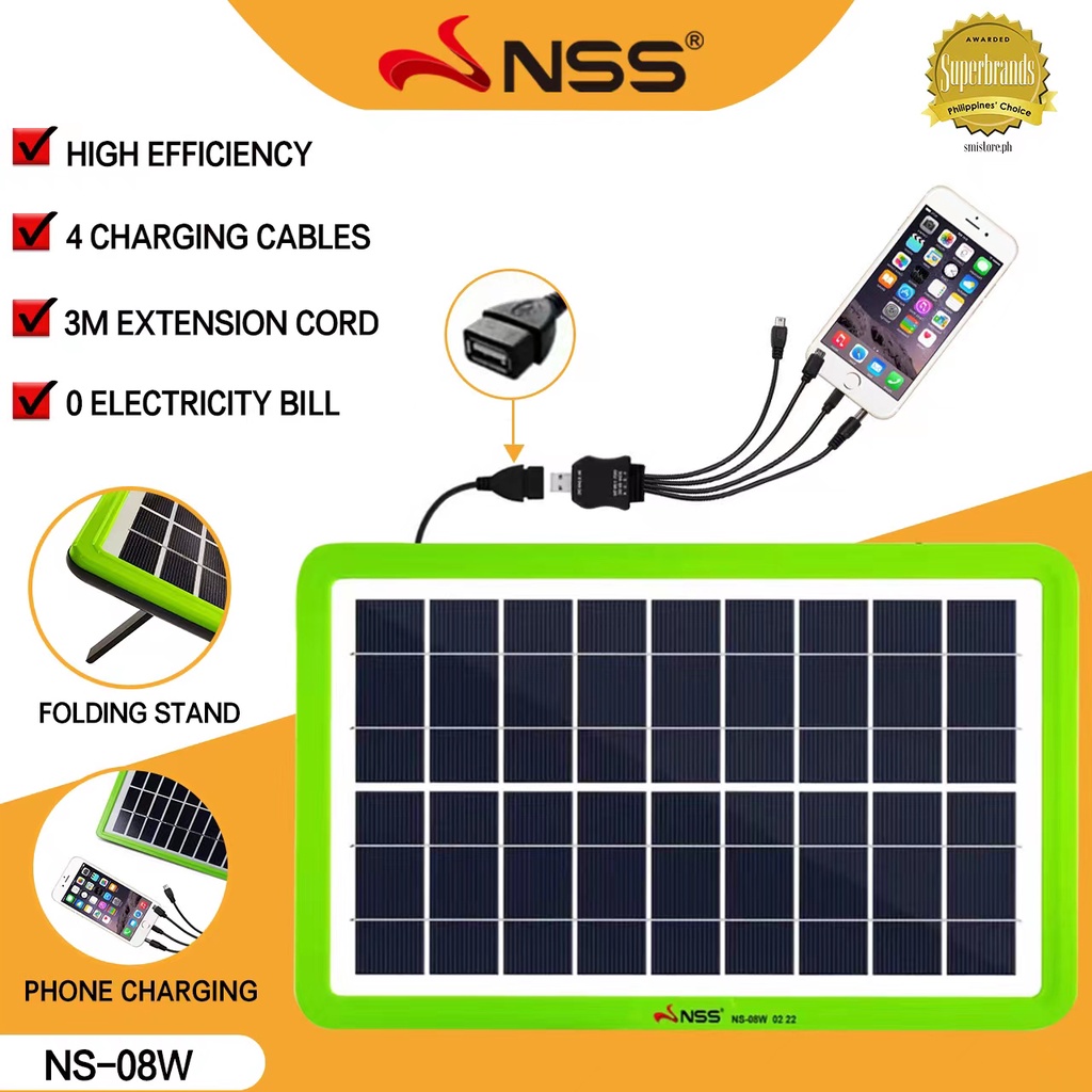 NSS 9.2V 5W/3W/8W Solar Panel USB cable multi-head Solar panel Portable ...